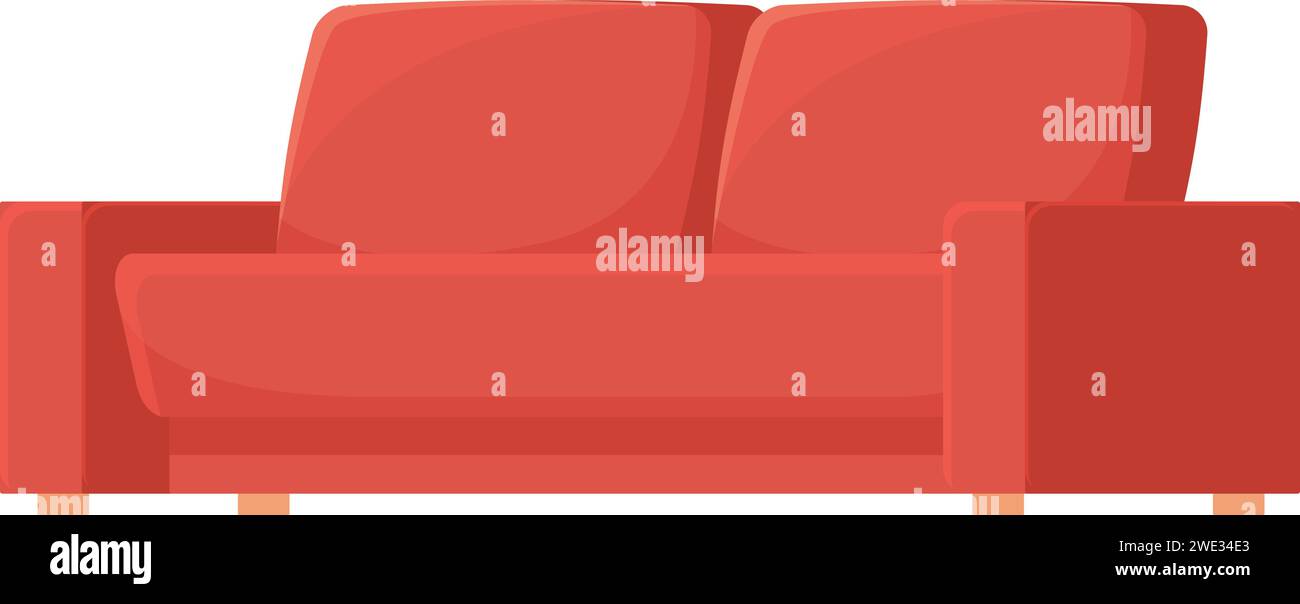 Red sofa icon cartoon vector. Room dirty old. Business leather clean ...