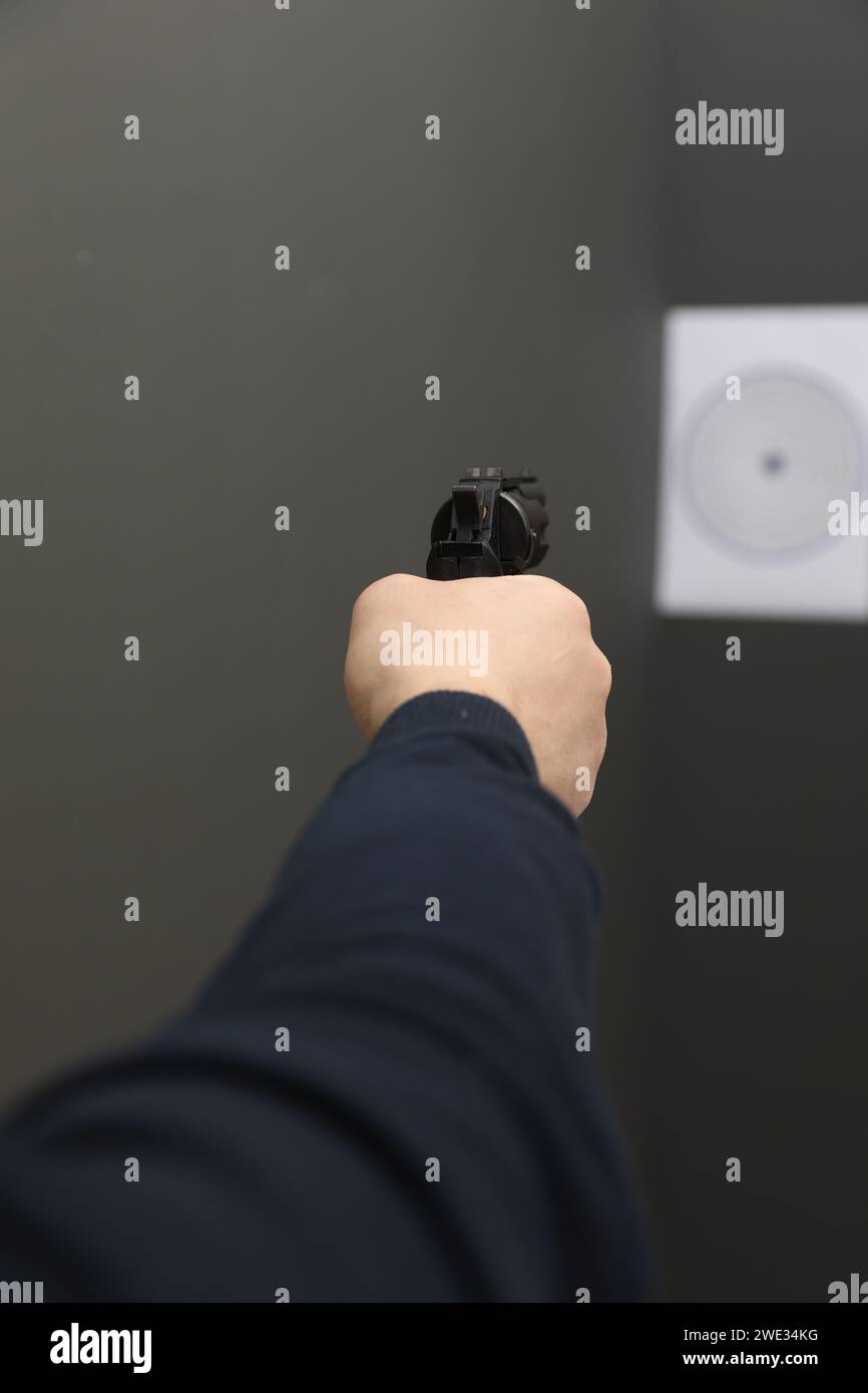 Aiming shooting firearm revolver hi-res stock photography and images ...