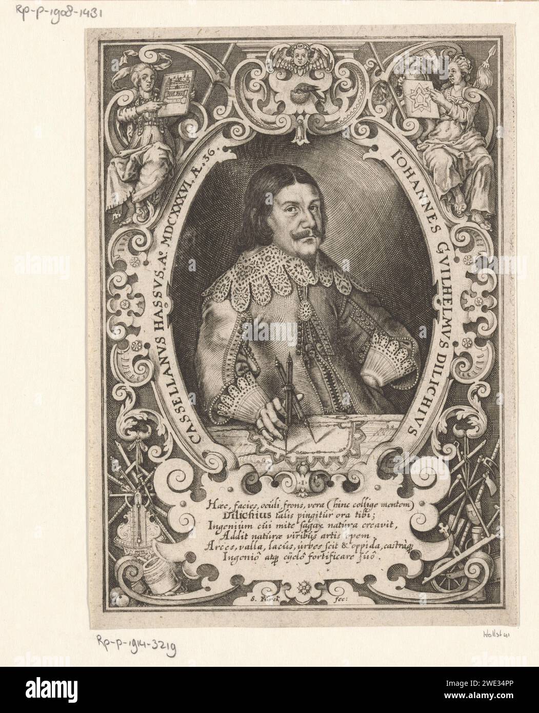 Portrait of Johann Wilhelm Dilich at the age of 36, Sebastian Furck ...