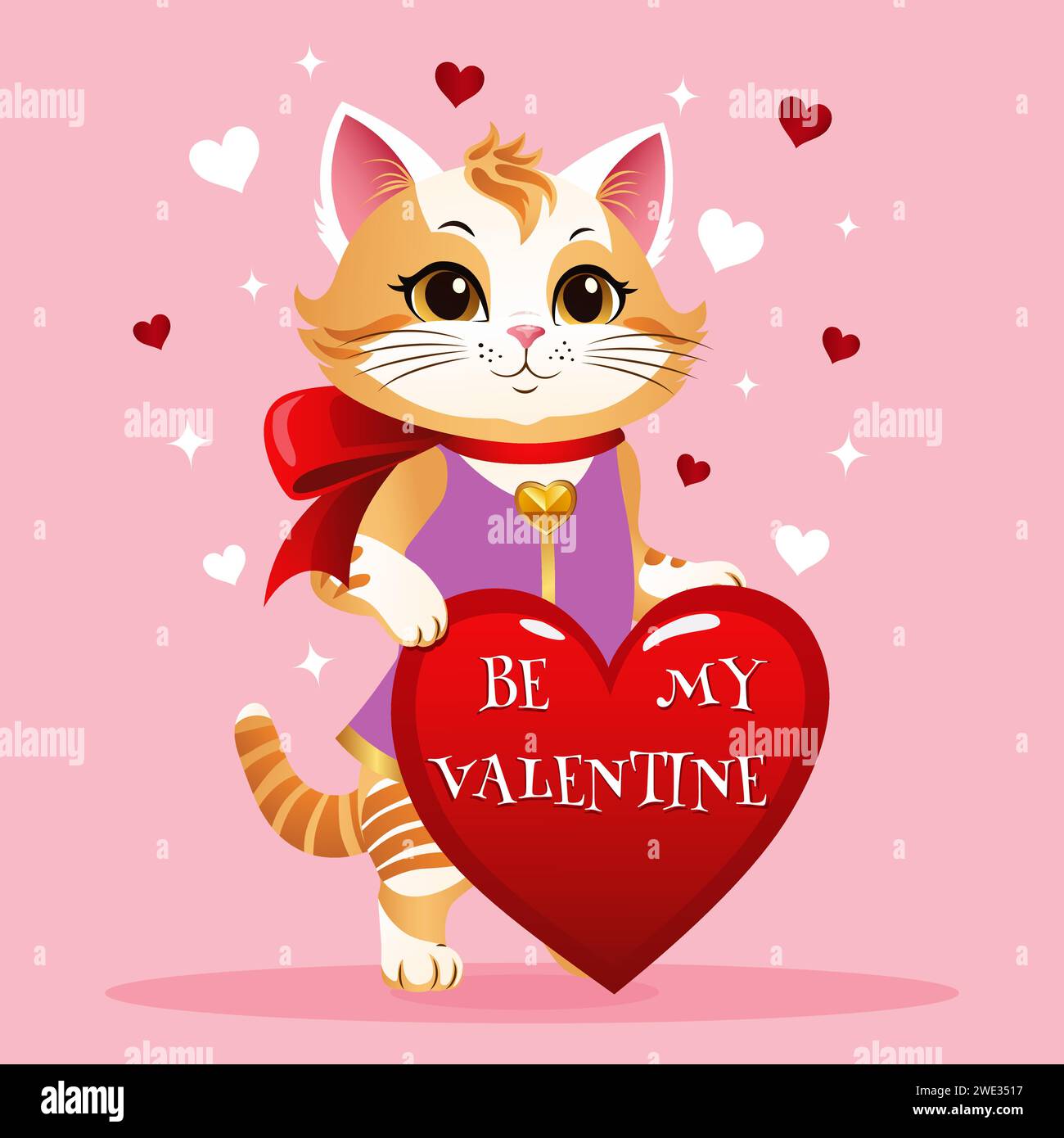 Red cat greeting card Stock Vector Images - Alamy