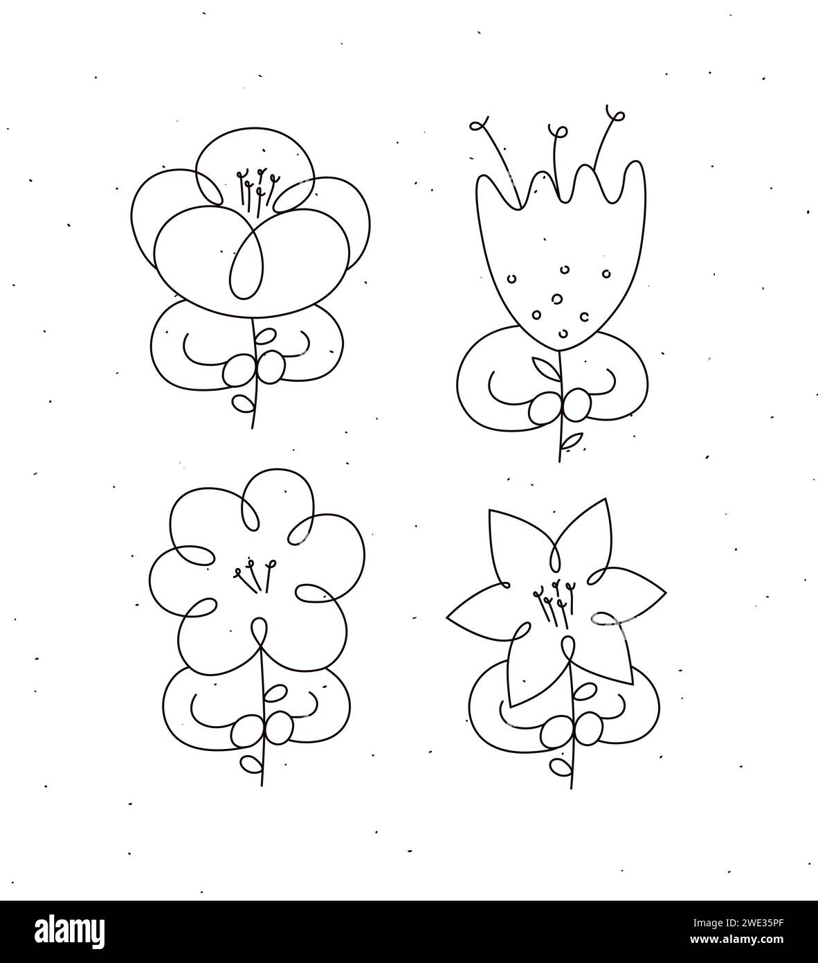Man with flower set drawing in minimalism linear style drawing light ...