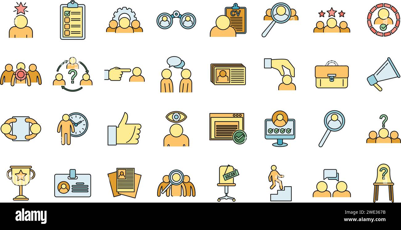 Recruiter agency icons set. Outline set of recruiter agency vector ...