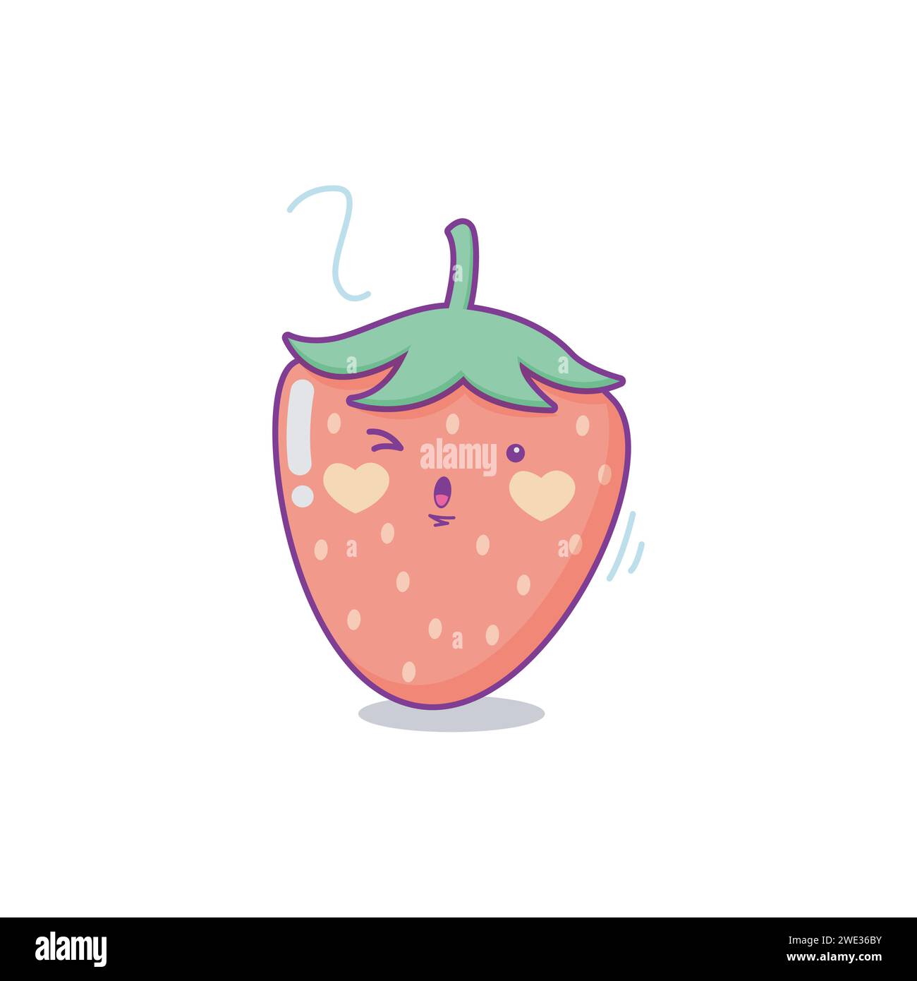 Cute funny strawberry fruit character. Vector hand drawn cartoon kawaii ...