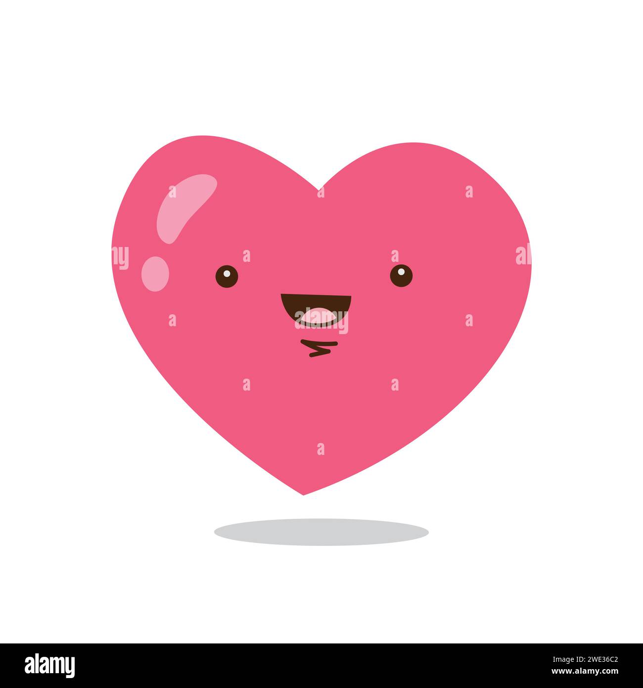 Cute funny heart cartoon kawaii character icon isolated on white ...