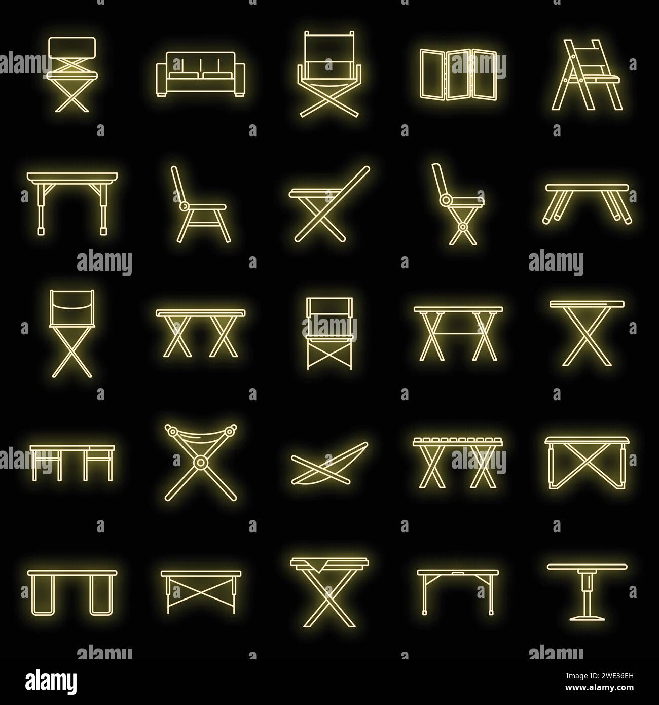 Picnic folding furniture icons set. Outline set of picnic folding ... Picnic folding furniture icons set. Outline set of picnic folding ...