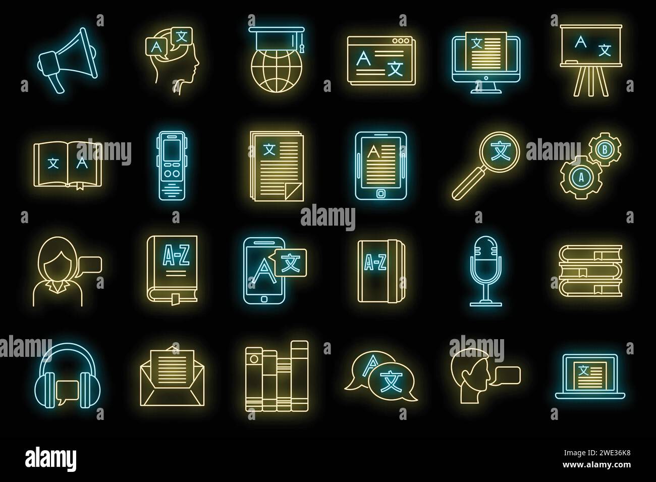 Linguist speak icons set. Outline set of linguist speak vector icons ... Linguist speak icons set. Outline set of linguist speak vector icons ...
