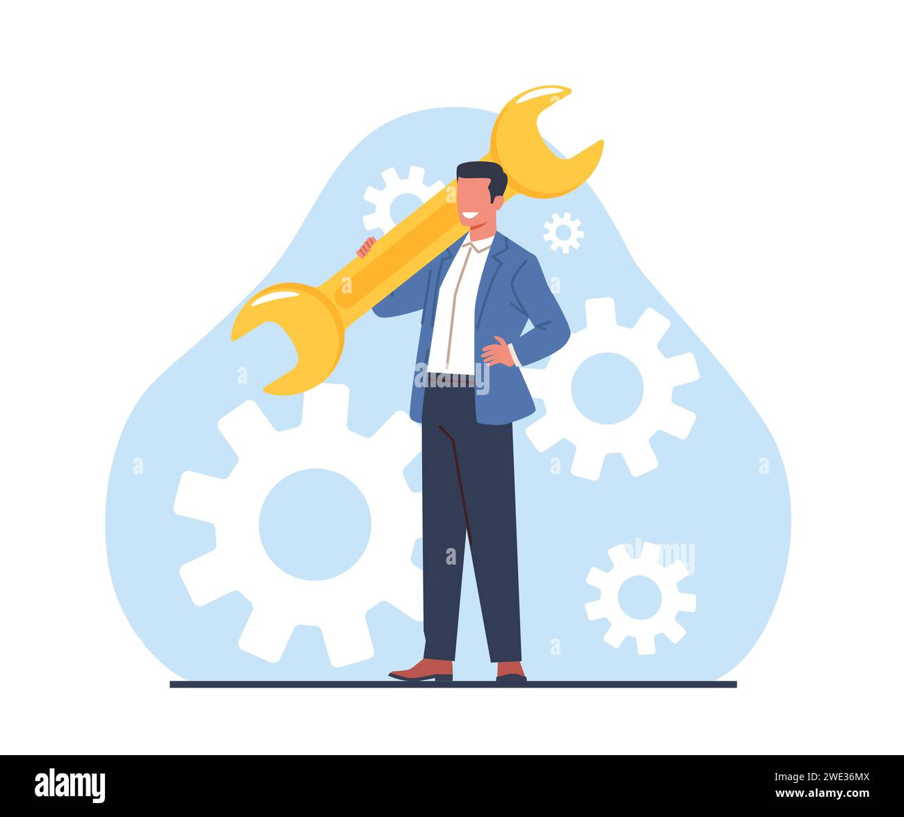Technical support businessman holding Stock Vector Images - Alamy