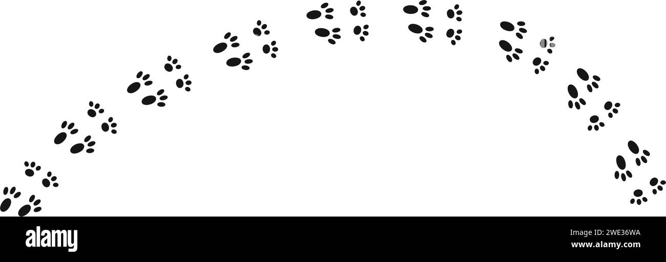 Bunny wet, mud or snow pawprints. Rabbit paw stamps. Trace of steps of ...