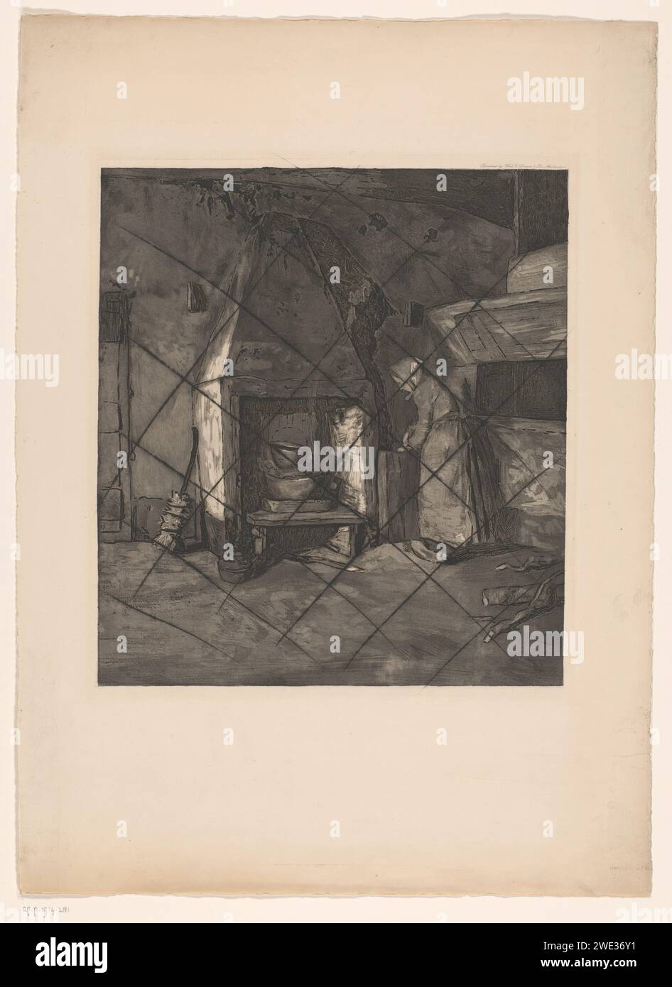 Farmers' Woman standing by a fireplace, Emanuel Samson van Beever, 1886 ...