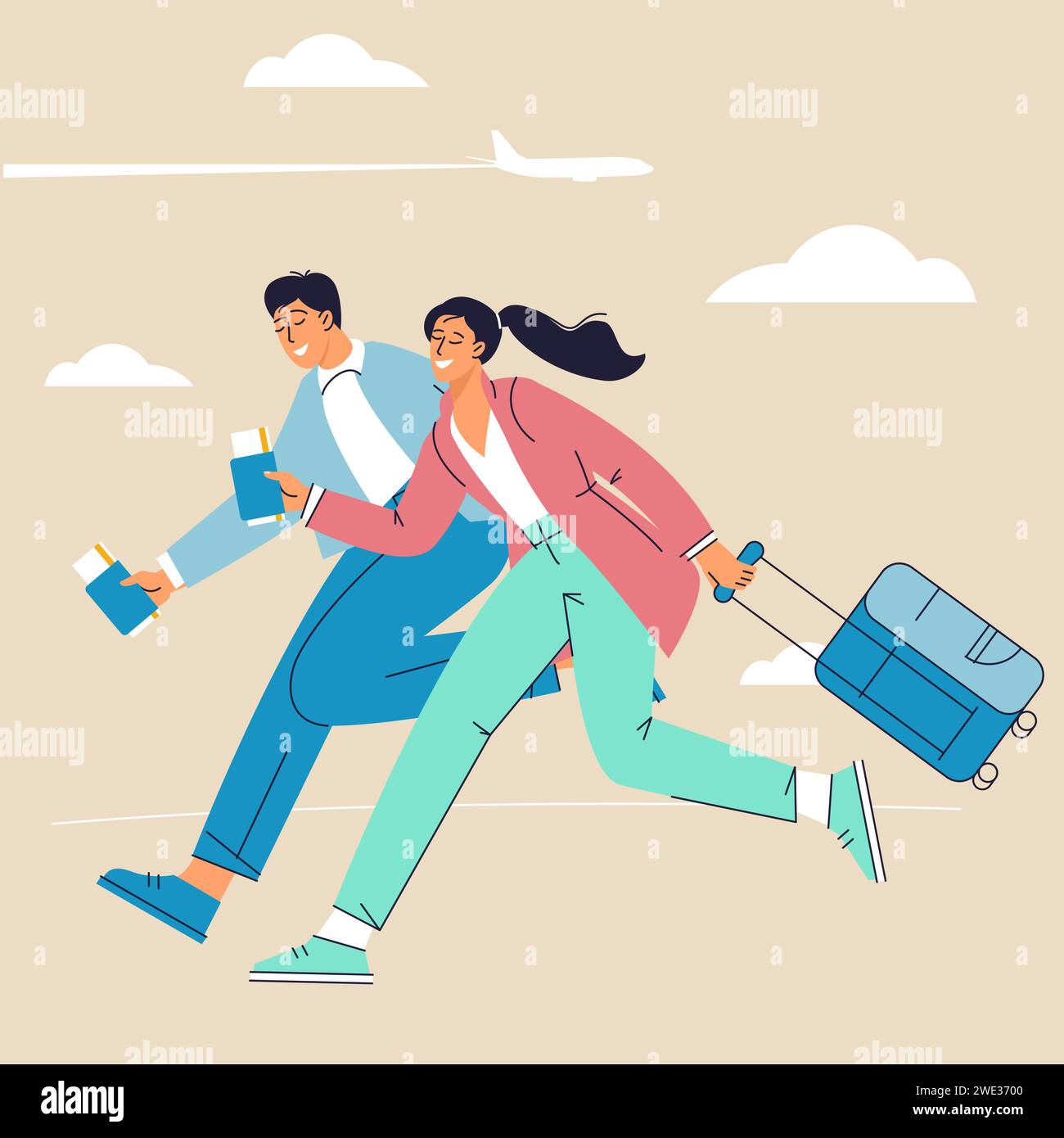 Cartoon young woman running in hi-res stock photography and images - Alamy