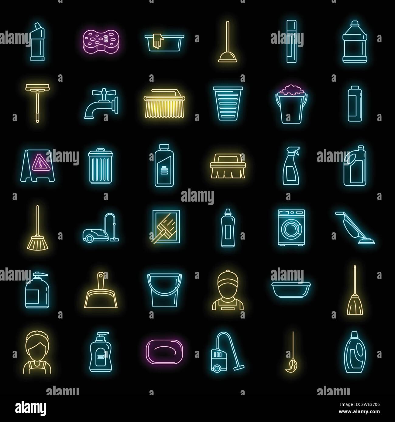 Cleaning services equipment icons set. Outline set of cleaning services ...