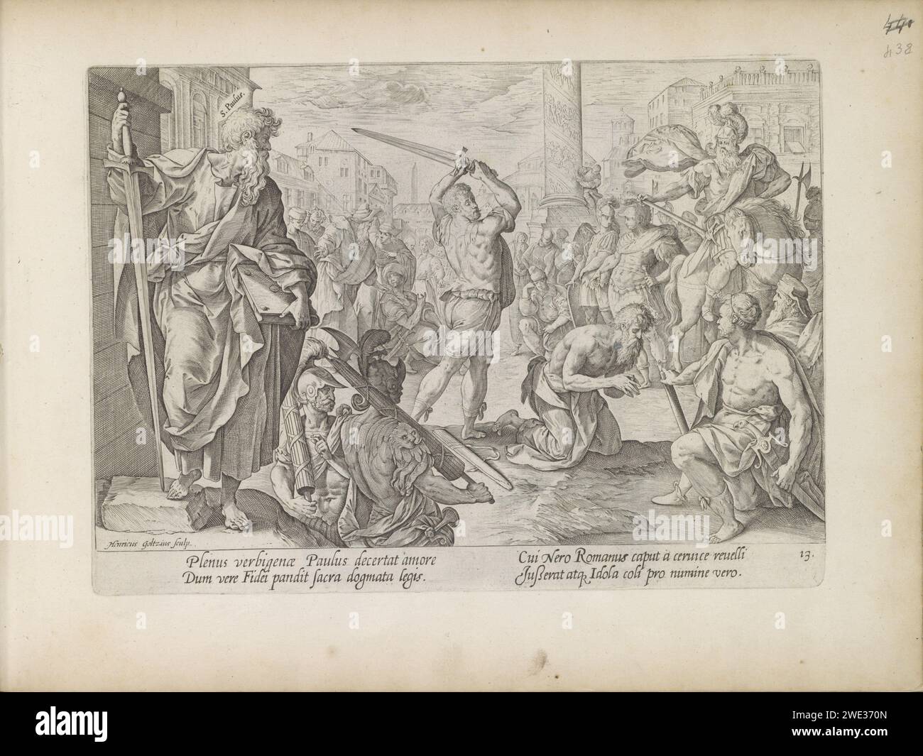 Martyrdom of Paulus, 1643 print Paul is beheaded with a sword in the ...