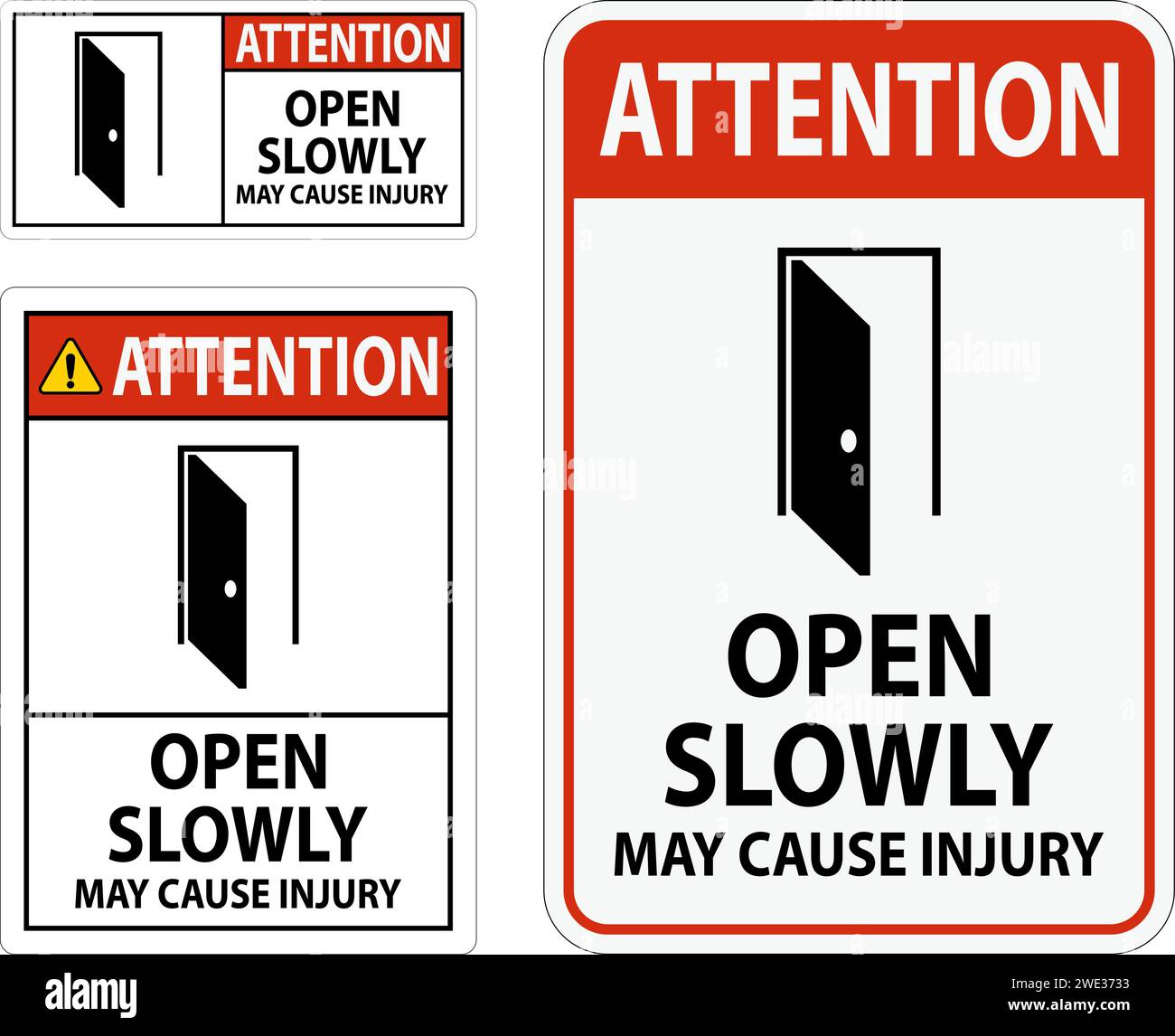 Attention Sign, Open Slowly, May Cause Injury Stock Vector Image & Art ...