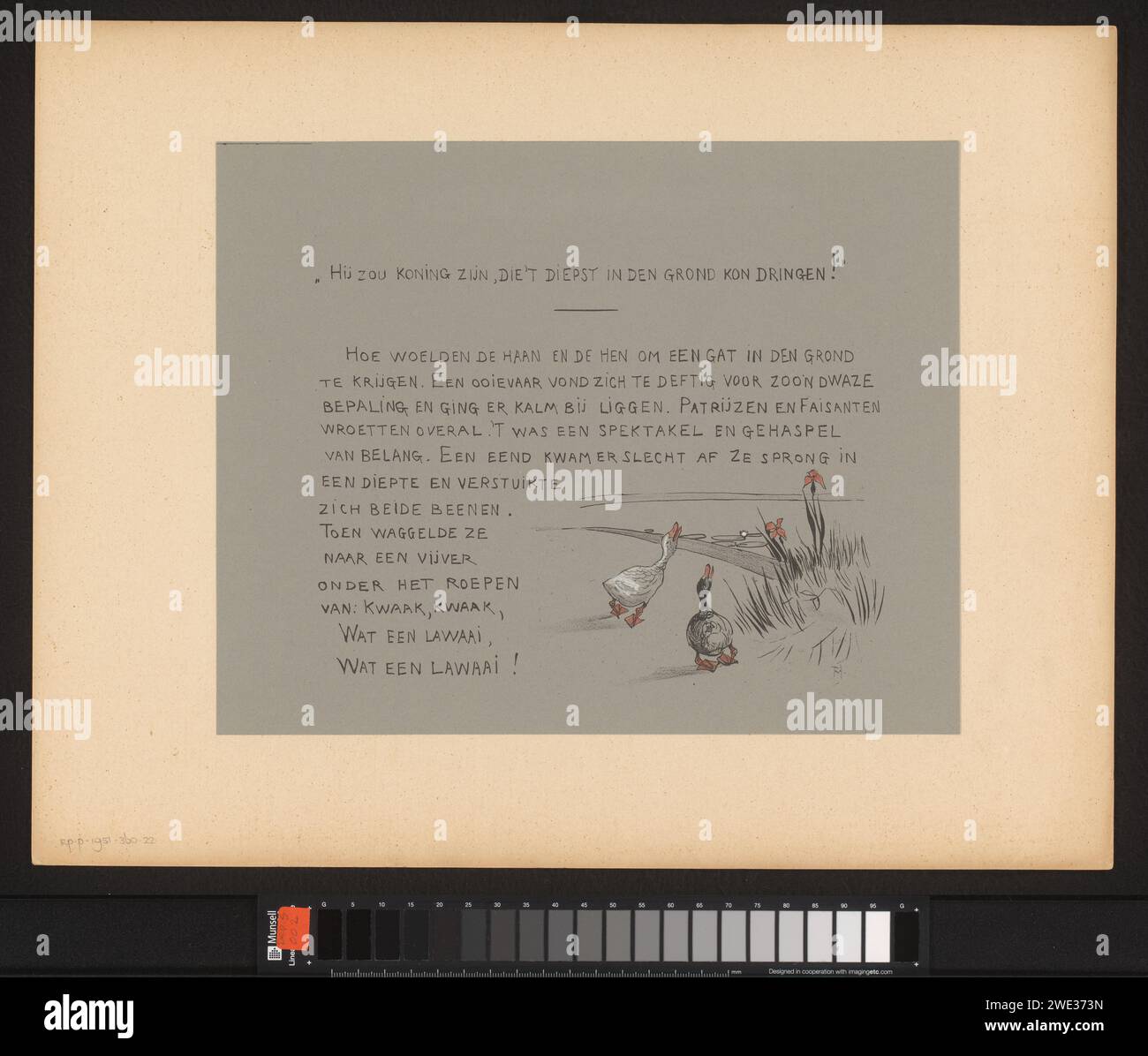 Text sheet with duck and goose on the Waterkant, Theo van Hoytema, 1892 ...