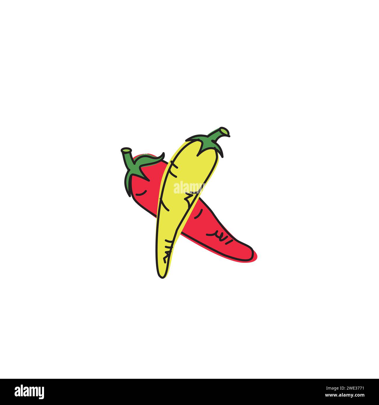 Chili pepper cartoon doodle style icon. Food vegetable flat icon ...