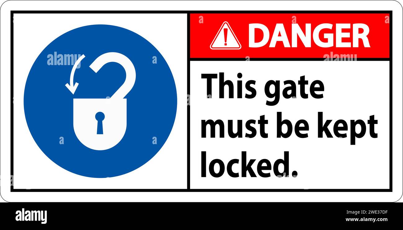 Locked gate with danger sign Stock Vector Images - Alamy