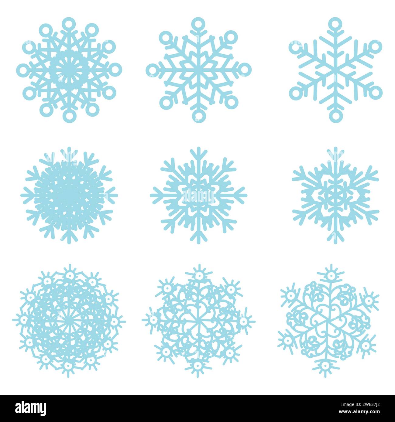 Set of snowflakes. Vector illustration isolated on white background ...