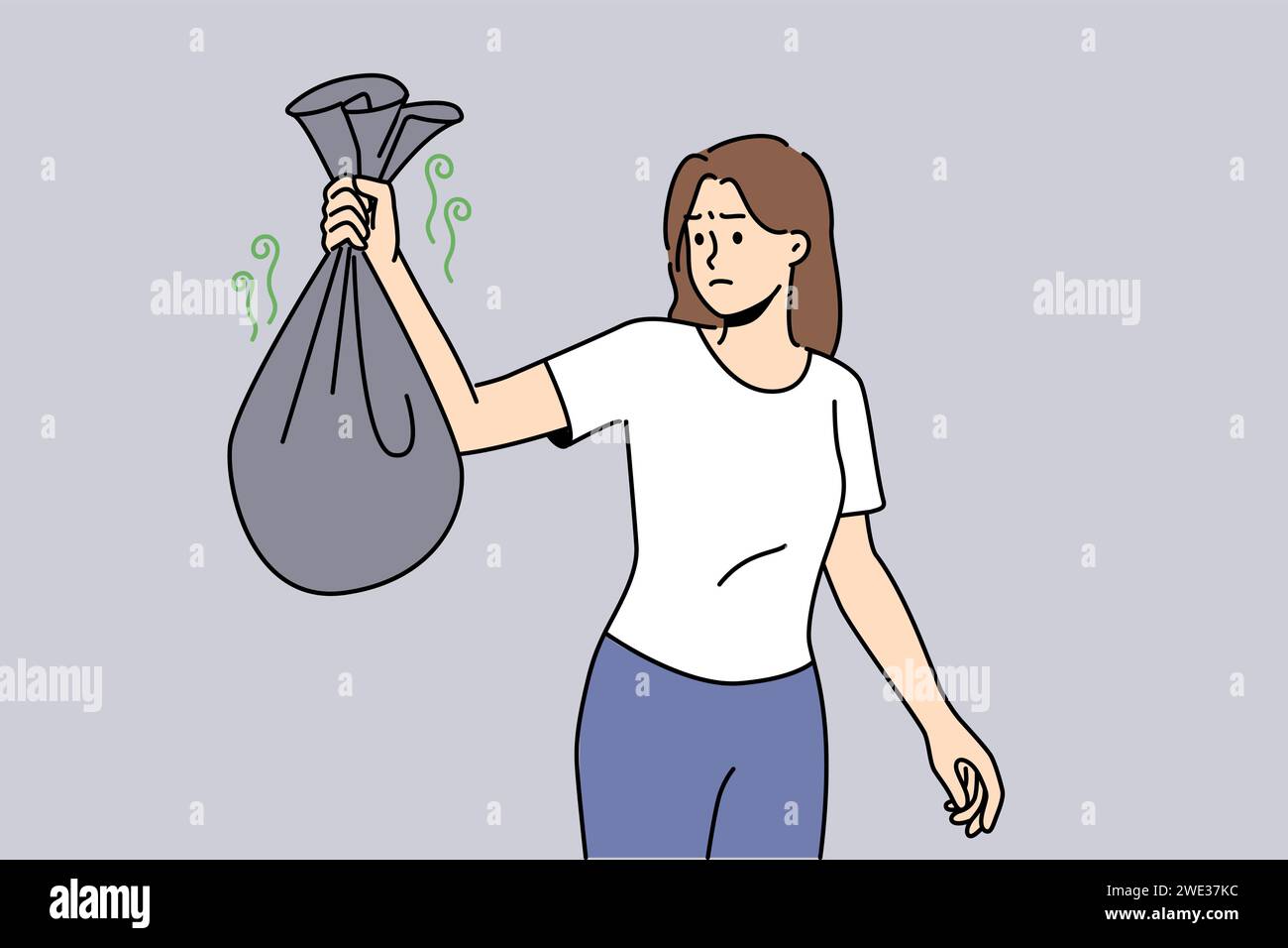 Woman throws waste out in hi-res stock photography and images - Alamy