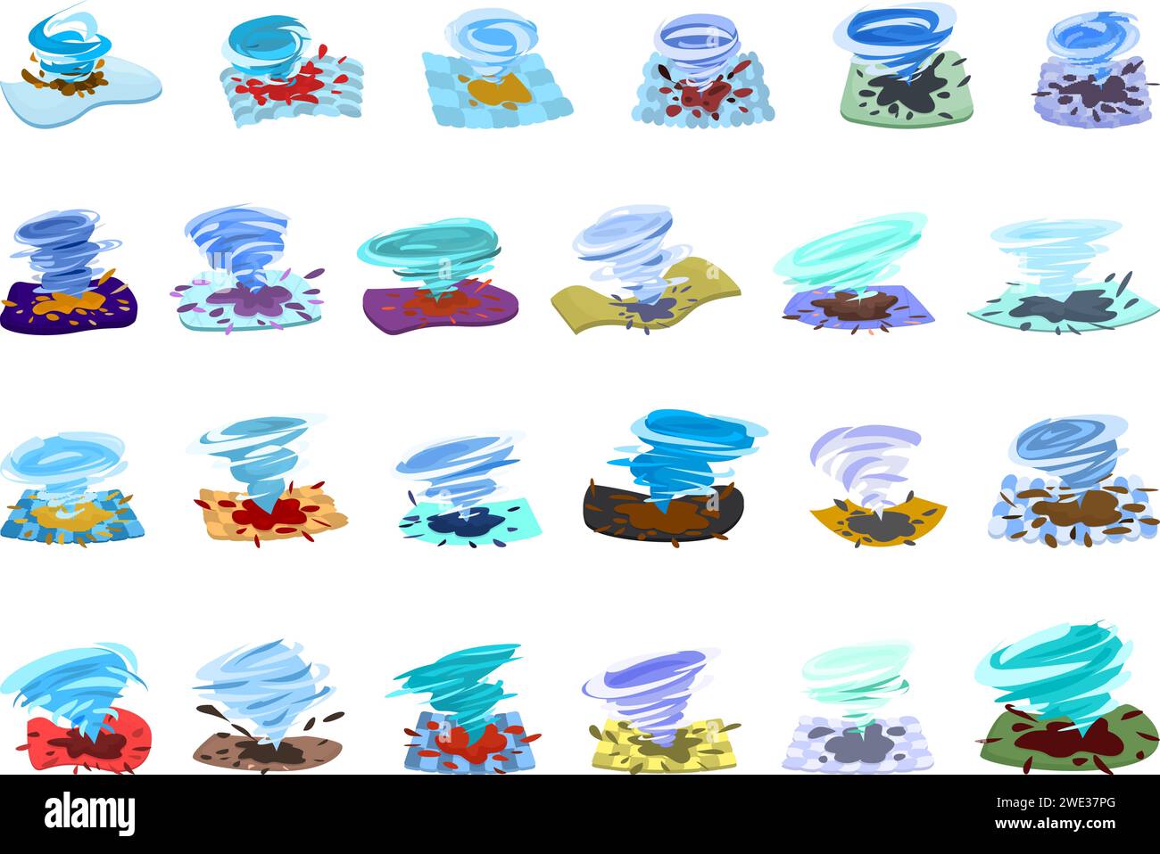 Wash swirl fabric icons set cartoon vector. Ads textile. Cleaning stain ...