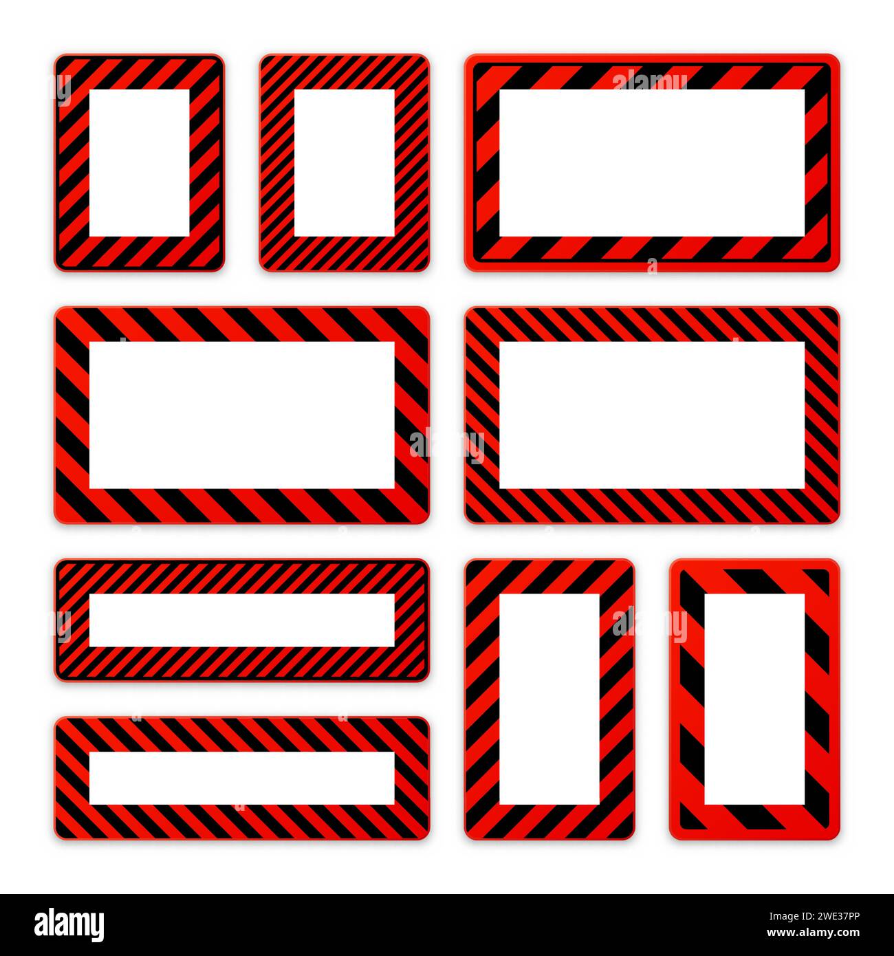 Various blank warning signs with diagonal lines. Yellow attention ...