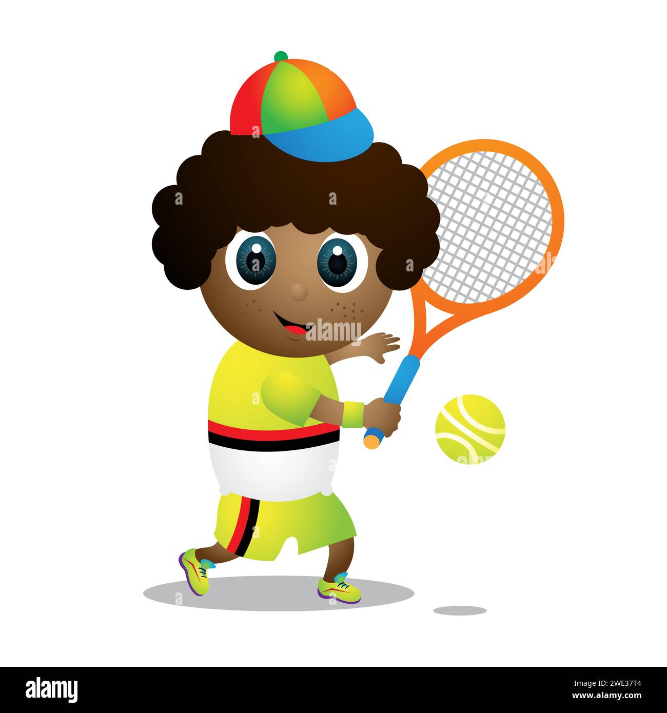 Boy playing tennis vector illustration Stock Vector Image & Art - Alamy