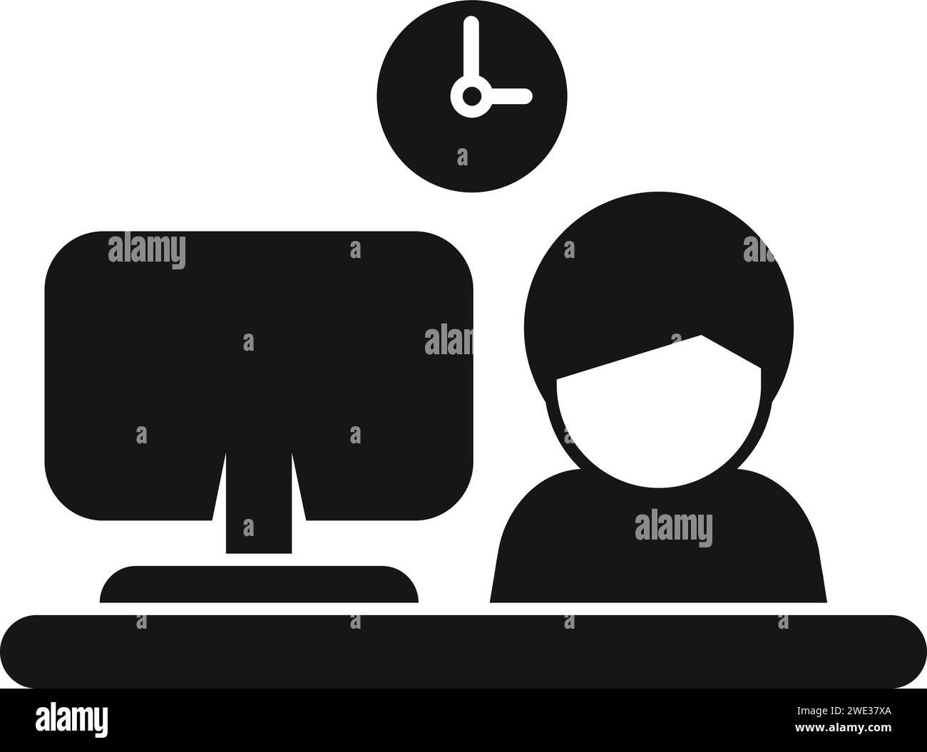 Active late work icon simple vector. Night time. Person tired stress ...
