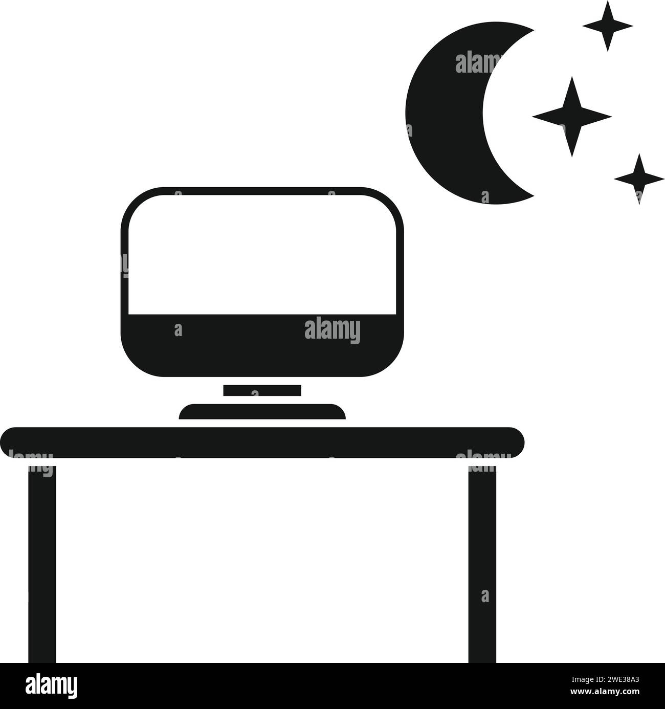 Change night work plan icon simple vector. Late busy work. Computer ...