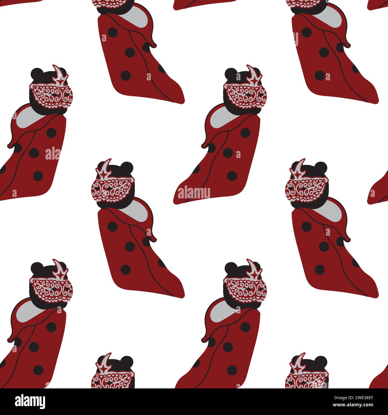 Cute character in a carnival costume of a cute ladybug. Seamless ...