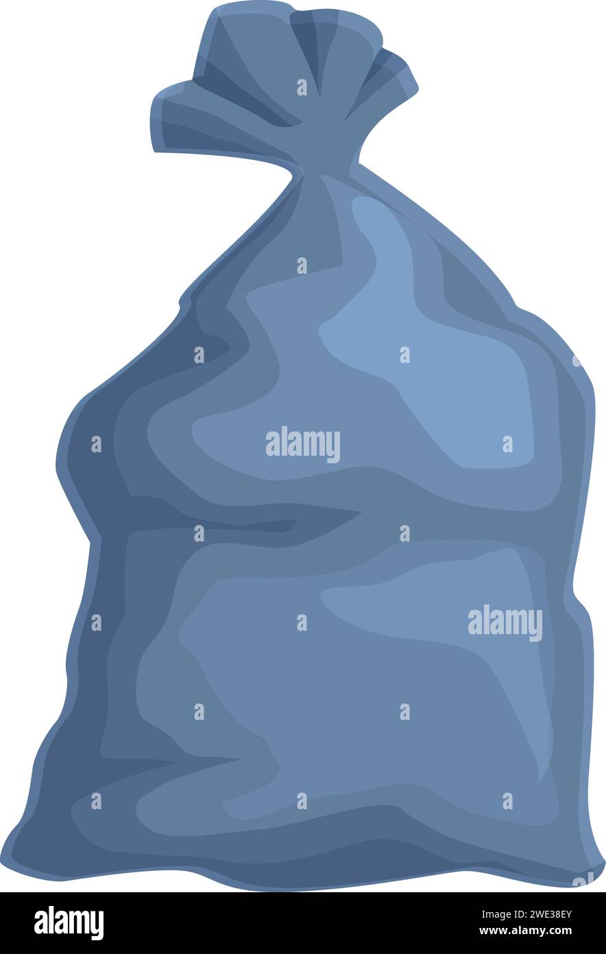 Blue garbage bag icon cartoon vector. General box. Bin cleaning trash ...