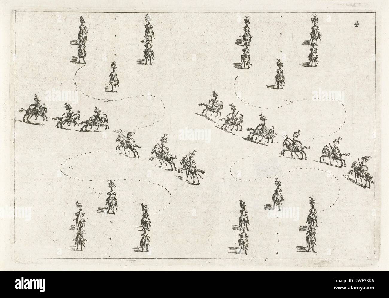 Riders in Movement, Nicholas of Hoy, 1667 print Four groups of riders ...