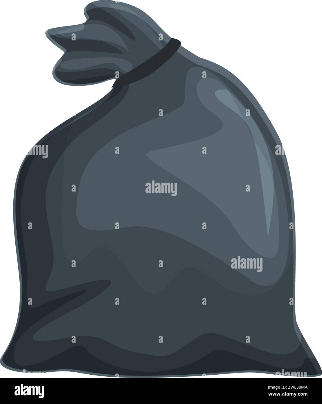 Black garbage bag icon cartoon vector. Eco item. Basket bin clean Stock ...