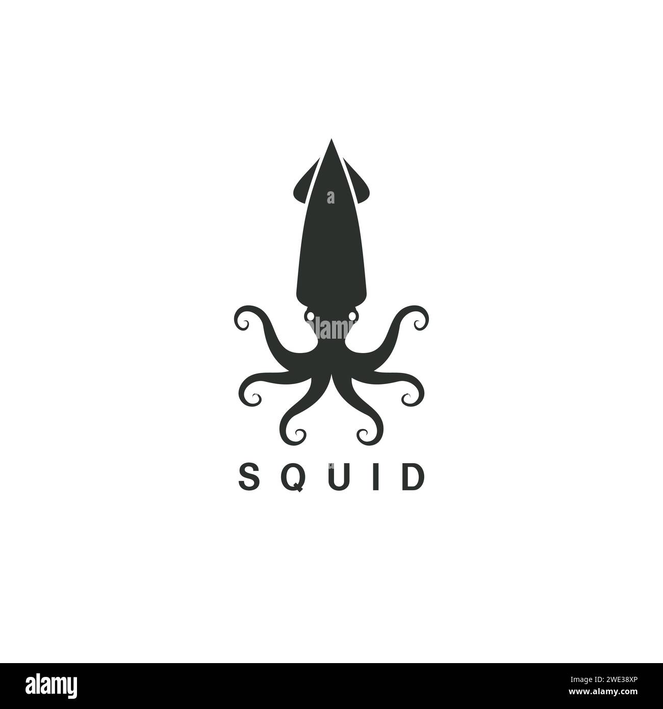 Beautiful logo icon squid , Stylized image of squid isolated logo ...