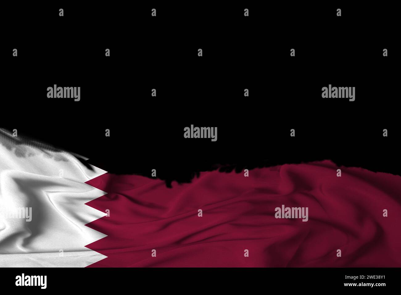 selective focus, wavy textile flag of qatar with copy space for your ...