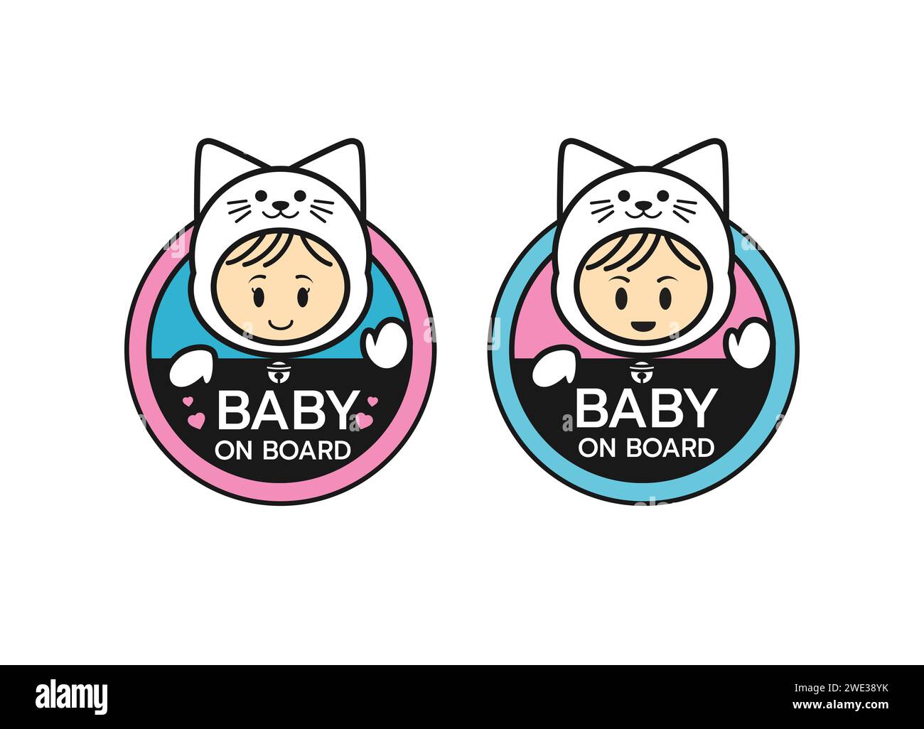 Baby on board sign logo icon. Child safety sticker warning emblem. Cute ...