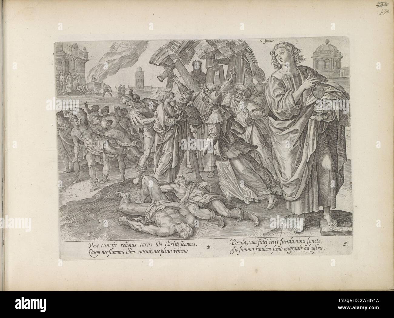Martyrdom of Johannes, 1643 print On the right in the foreground, John ...