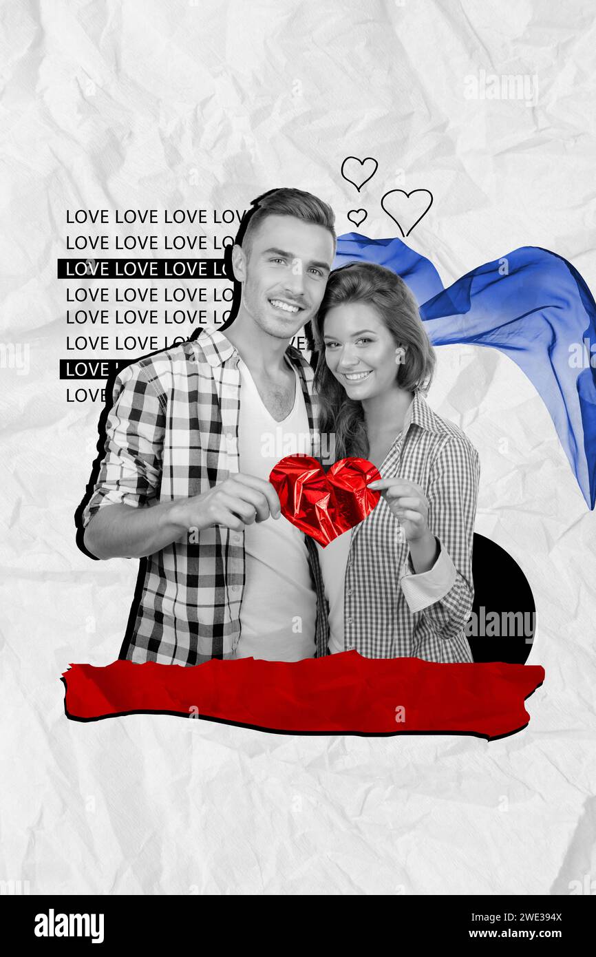 Vertical creative poster banner two lovers family spouses hold heart ...