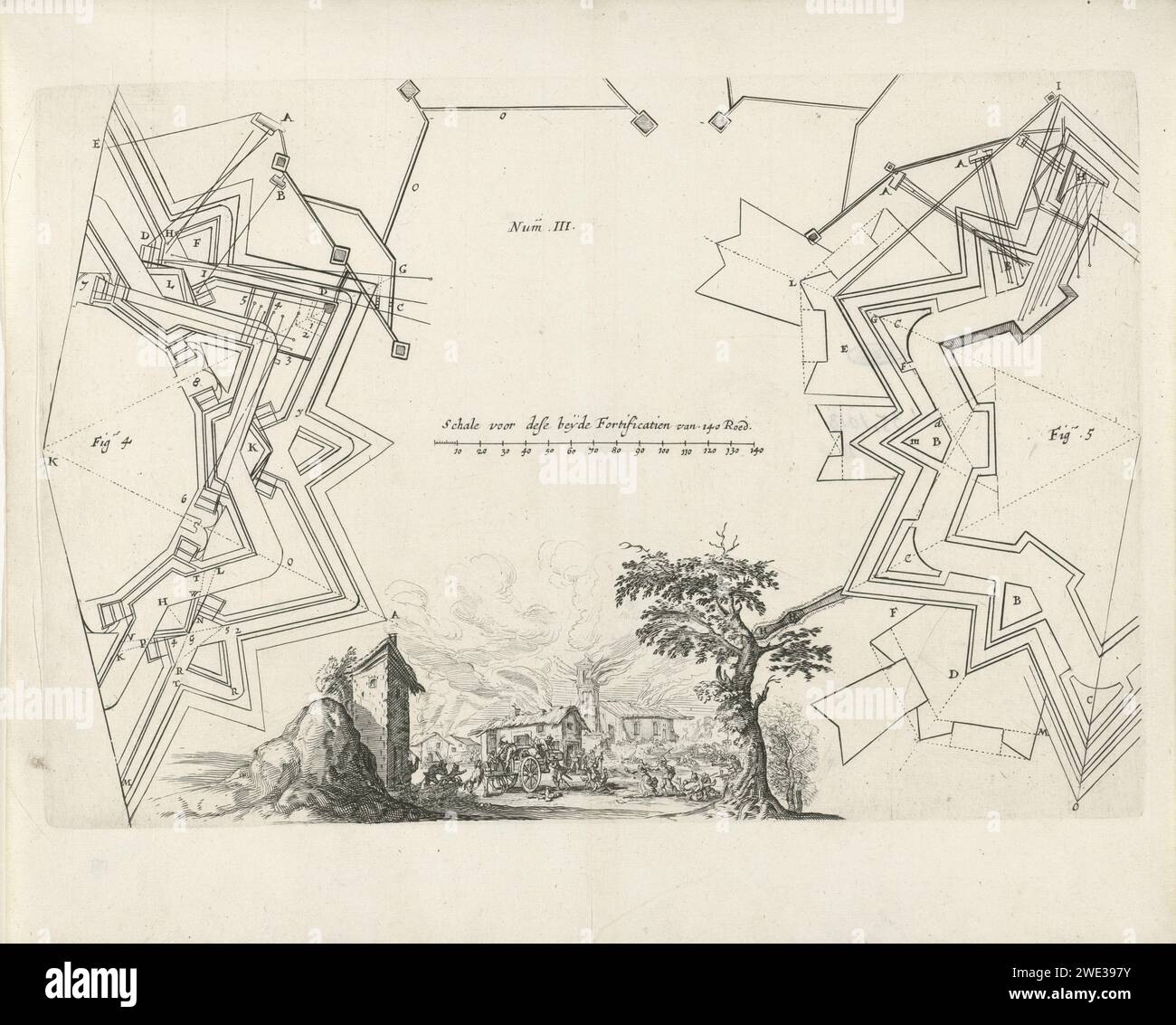 Map of two reinforced fortifications, Hendrick Baron van Ruse van ...