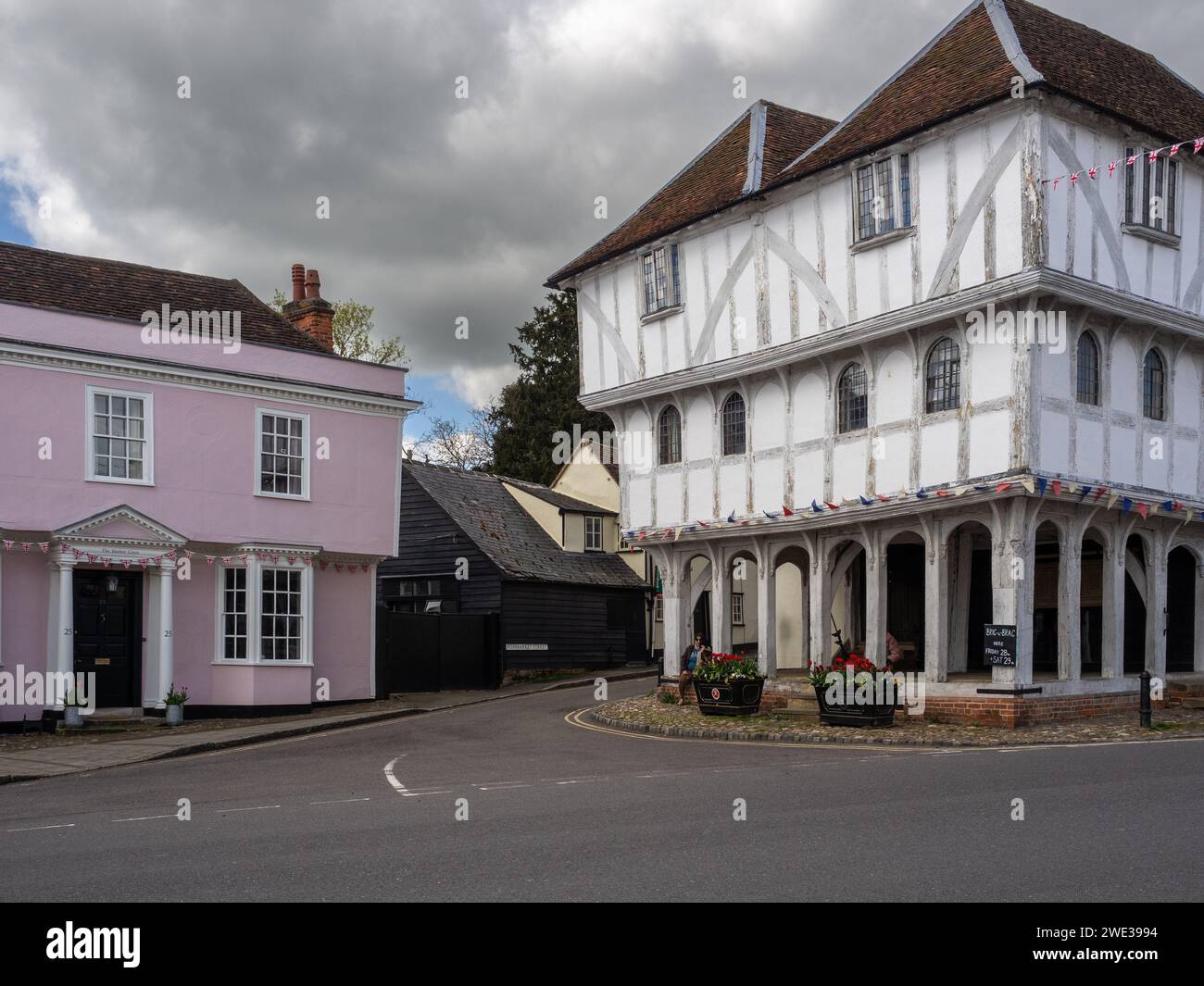 The Guildhall in Thaxted, Essex, UK; a three storey timber framed ...