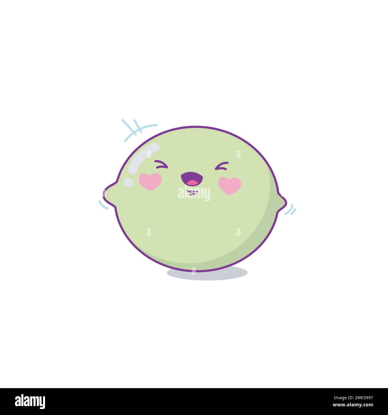 Lemon character cute cartoon kawaii style on white background vector ...