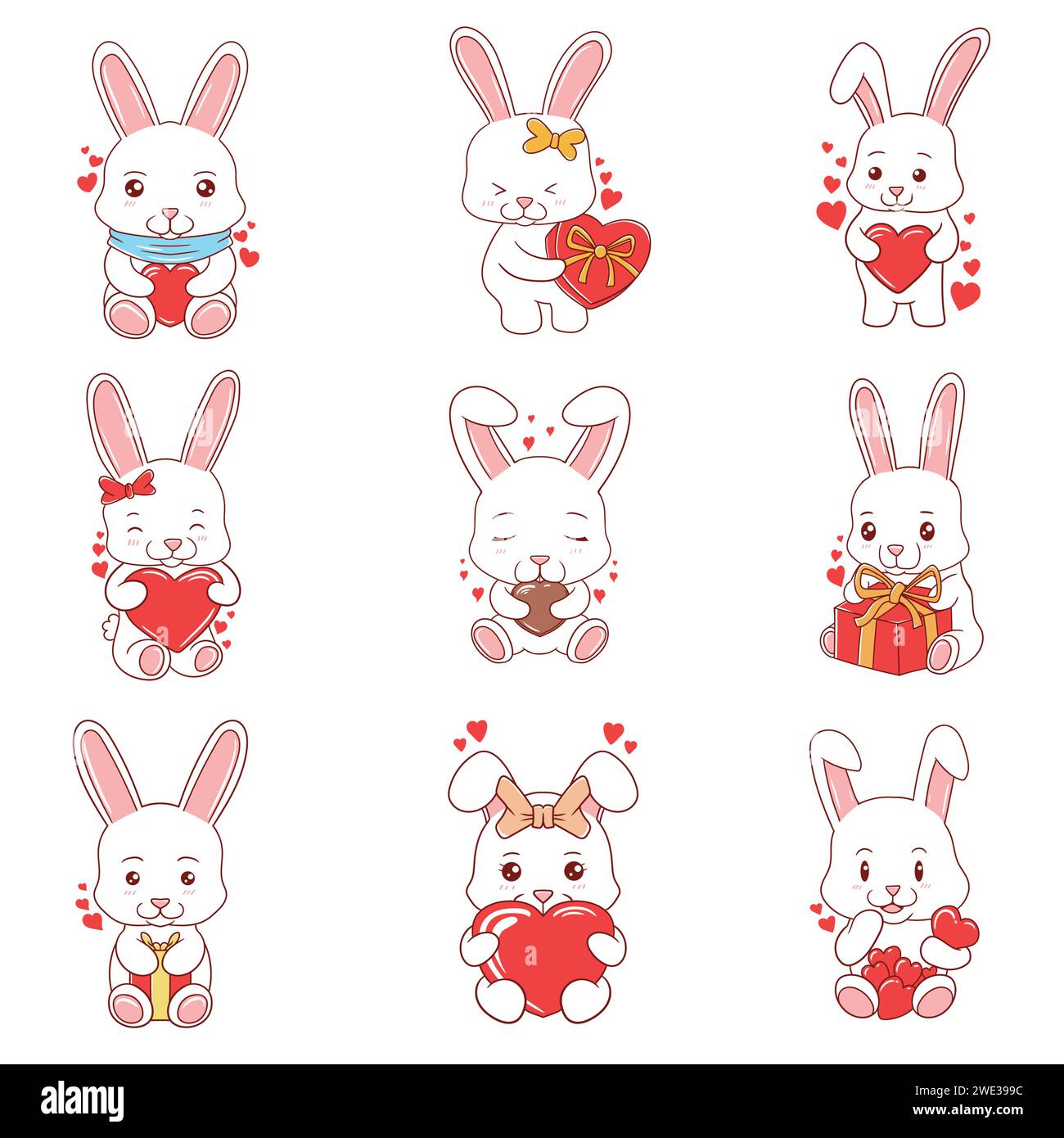 Set cute rabbit character vector illustration for your company or brand ...
