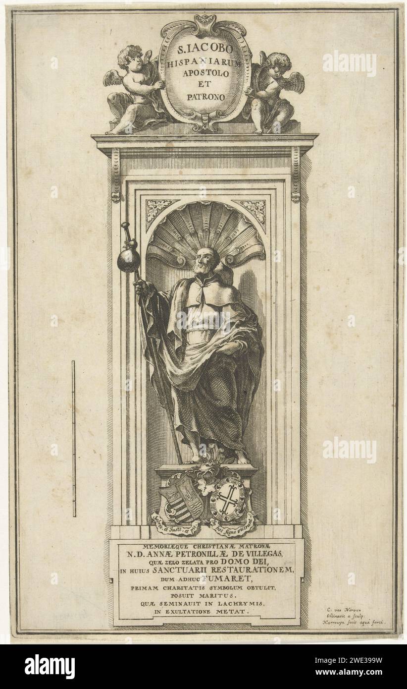 Statue of Jakobus the superior in a niche, Jacobus Harrewijn, after ...