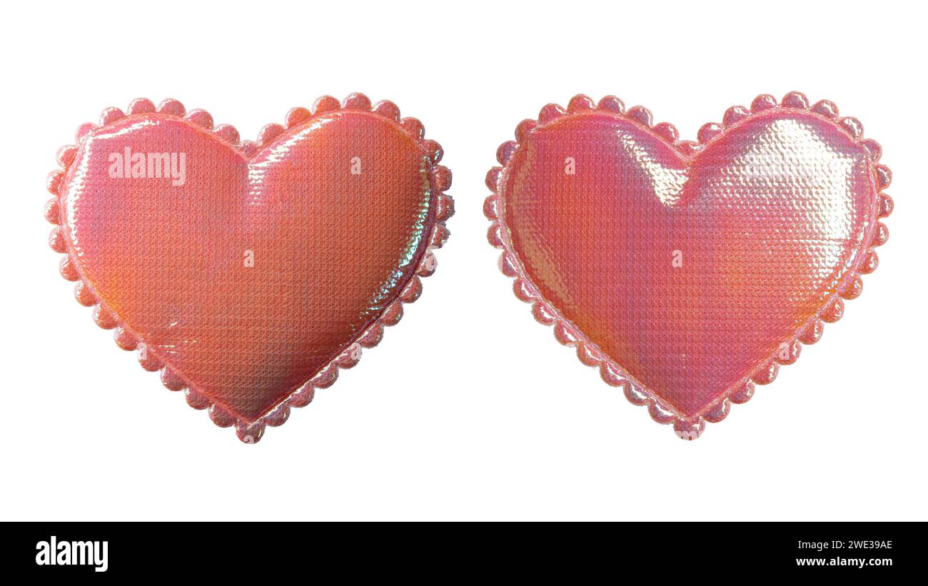 Pink heart shaped patches on white background with clipping path Stock ...
