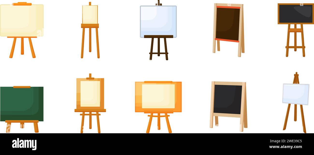 Easel icons set cartoon vector. Artist poster Stock Vector Image & Art ...