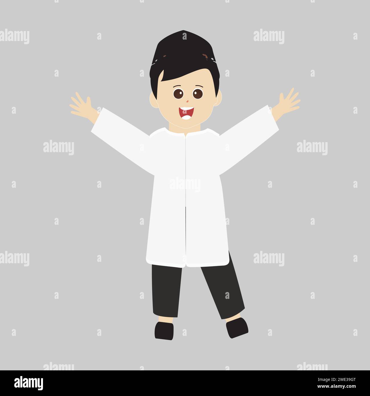 Muslim boy cartoon illustration for ramadan kareem And islamic culture ...