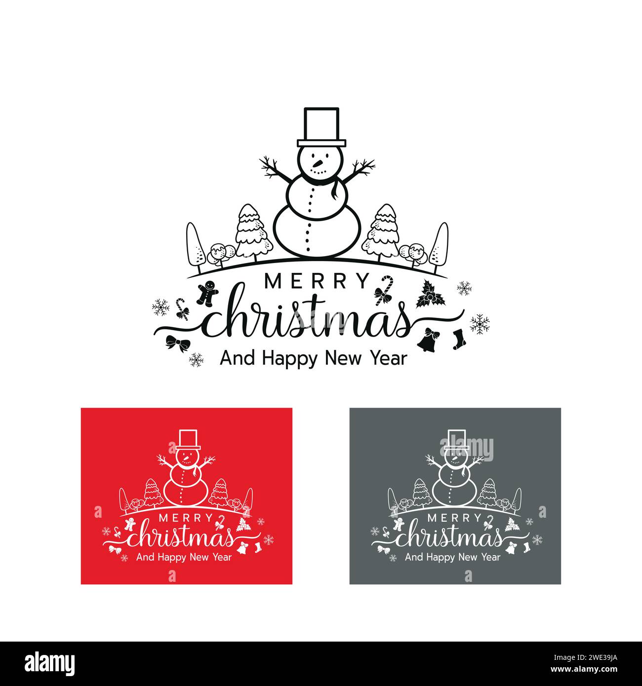 Snow man tree blue Stock Vector Images - Alamy