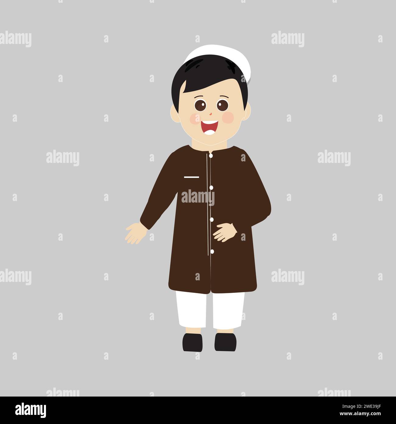 Muslim boy cartoon illustration for ramadan kareem And islamic culture ...