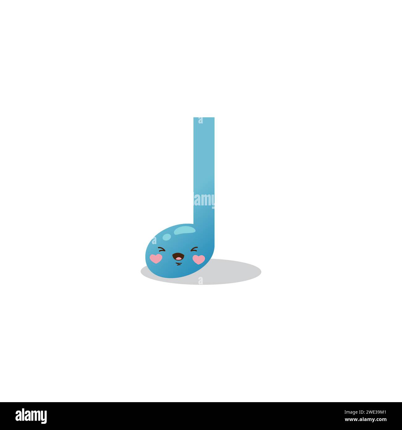 Cute funny music note character cute cartoon kawaii style on white ...