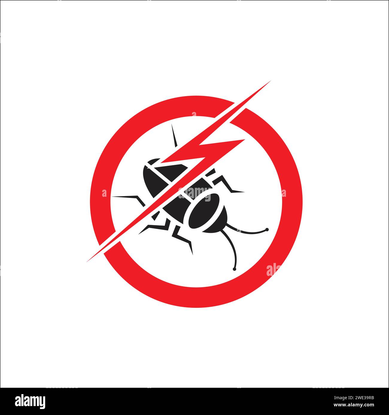 Insect cockroach in red forbidding spark circle. Anti cockroach Insect ...