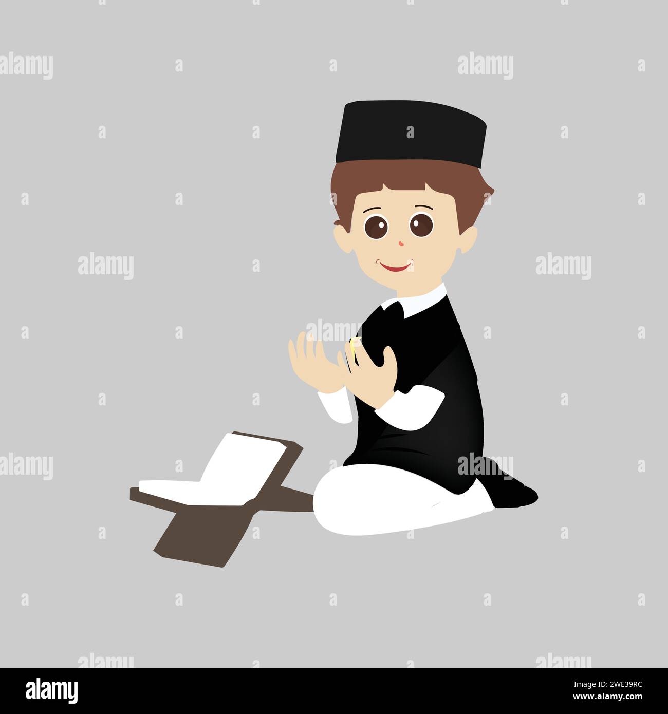 Muslim boy cartoon illustration for ramadan kareem And islamic culture ...