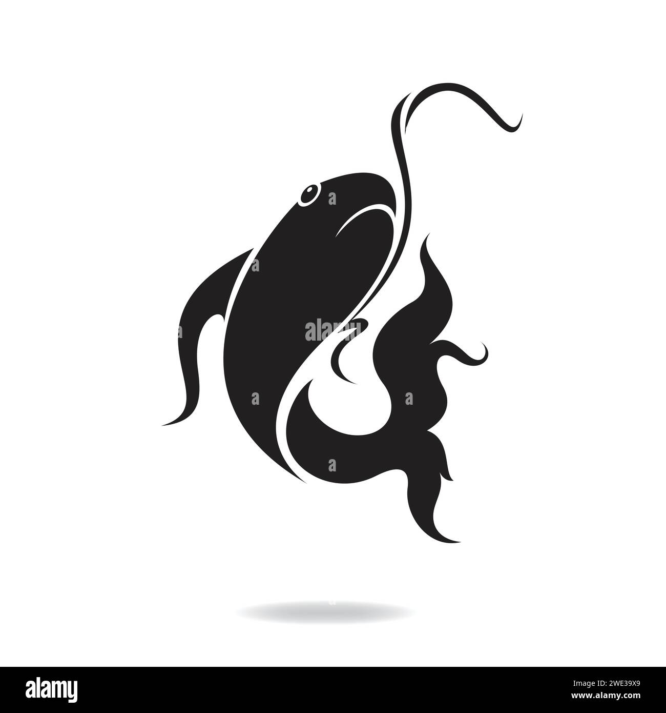 Fish logo vector icon template on white background. Fish silhouette ...